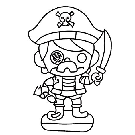 Pirate Skeleton Coloring Page Black And White · Creative Fabrica