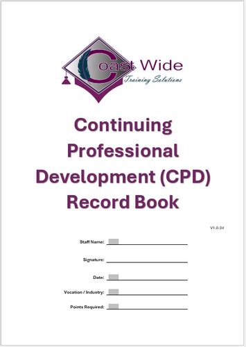 Continuing Professional Development CPD Record Book TEMPLATE Coast Wide Training
