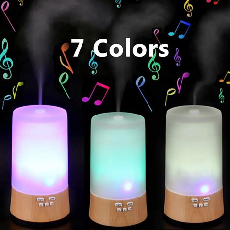 Mp3 Music Player 100ml Aroma Diffuser Glass Wood Essential Oil Mist Humidifier For Led Table