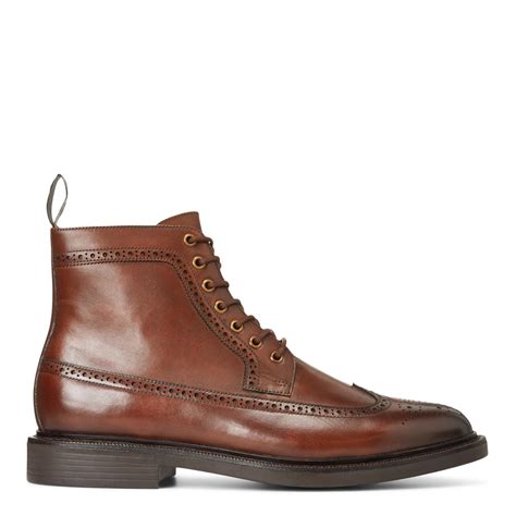 Ralph Lauren Asher Leather Wingtip Boot In Brown For Men Lyst