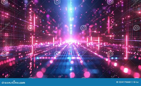 Synthwave Grid Background 80s Computer Landscape Retro Future Blue Banner Template Retrowave