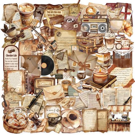 50pcs Retro Cafe Stickers Vinyl Aesthetics Stickers Decals