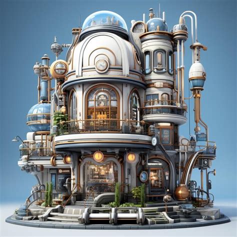 Premium Photo Stylized Atompunk Building