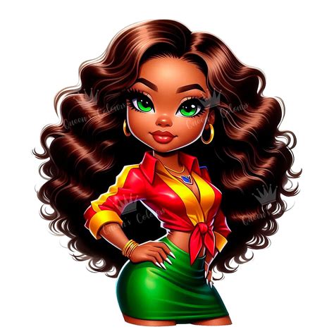 Chibi Black History Month Clipart Afro Chibi Doll Clipart Black