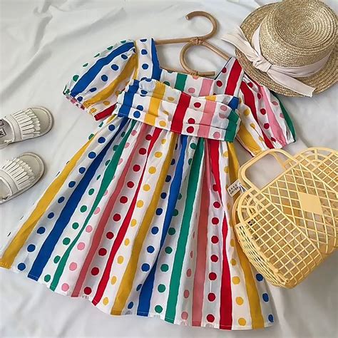 C Mall ชุดเดรสลายจุดแฟชั่น เด็กผู้หญิง สีสันสดใส แขนตุ๊กตา รุ่น Ll035 Th