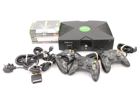 Microsoft Xbox Classic Console Bundle With 3 Controllers And 7 Games