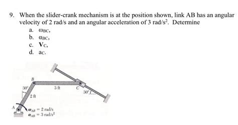Solved When The Slider Crank Mechanism Is At The Posit