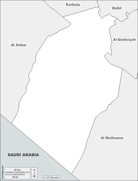 محافظة النجف خريطة مجانية خريطة خاليه من الفراغ خريطة الخطوط العريضة
