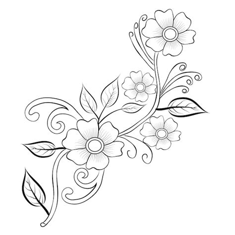 Premium Vector Free Vector Line Art And Hand Drawing Flower Art Black