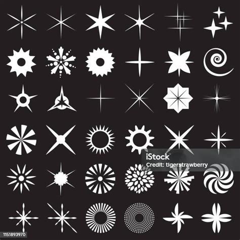 큰 반짝임 벡터 폭발에 대 한 광선 유리 물 또는 카메라 렌즈에 불꽃 놀이 빛 효과 별 아이콘의 집합입니다 매직 플래시 검은색에 대한 스톡 벡터 아트 및 기타 이미지