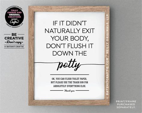 CUTE Bathroom Sign Septic System PRINTABLE Sensitive Plumbing Flush Only Toilet Paper No Tampons