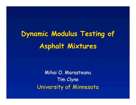 Pdf Dynamic Modulus Testing Of Asphalt Mixtures Dokumentips