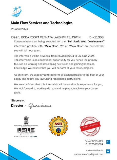 Tejaswini Boda On Linkedin Mainflow Internship Fullstack Webdevelopment