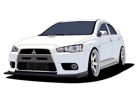 Mitsubishi Lancer Evolution X Cartoon By Toonmyride Redbubble