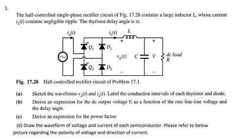 solved 1 the half controlled single phase rectifier circuit