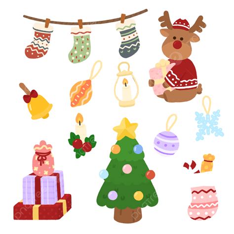 귀여운 손으로 그린 스타일의 크리스마스 장식 요소 손으로 그린 크리스마스 귀엽다 Png 일러스트 및 Psd 이미지 무료 다운로드 Pngtree