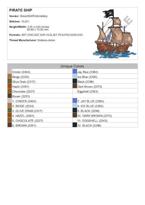 Pirate Ship Machine Embroidery Design Etsy