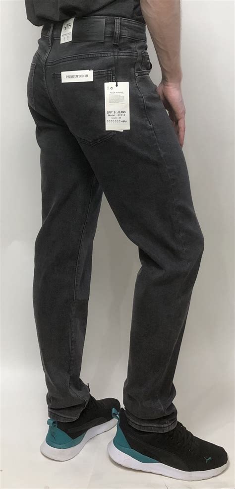 Джинсы - мом мужские, теплые на байке, SPPS DENIM, молодежные, темно ...
