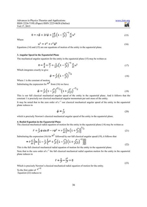 Equation Of A Particle In Gravitational Field Of Spherical Body Pdf