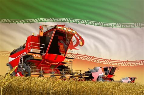이란 국기 배경 식품 생산 개념과 밀 밭에서 일하는 농업 결합 수확기 산업 3d 일러스트 3차원 형태에 대한 스톡 사진 및 기타 이미지 Istock