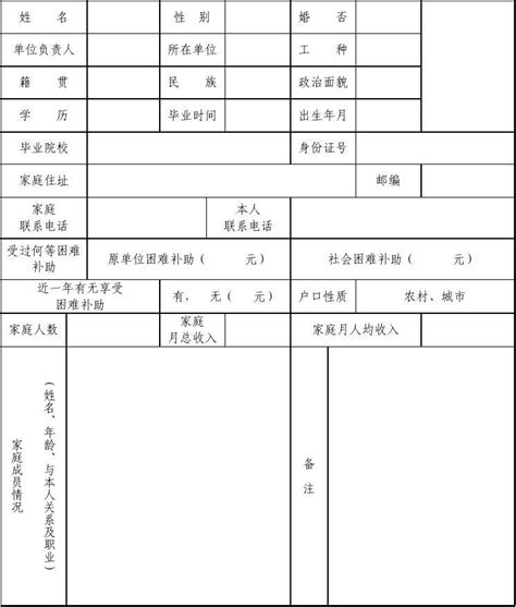 困难补助申请表word文档在线阅读与下载免费文档