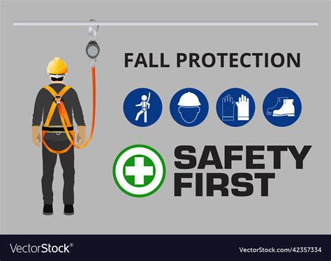Fall Protection Construction Worker Safety First Vector Image