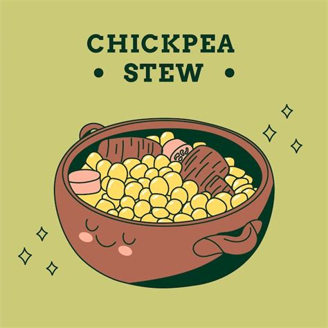 손으로 그린 병아리 콩 스튜 그림 무료 벡터