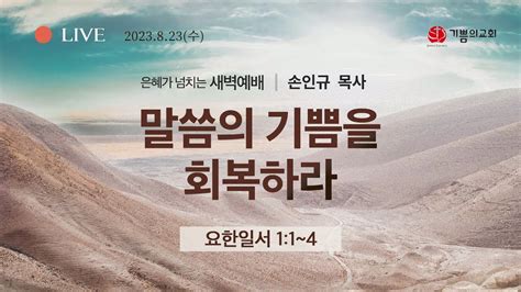 [용인기쁨의교회]2023년 8월 23일 새벽예배 손인규 목사 요일1 1 4 말씀의 기쁨을 회복하라 Youtube