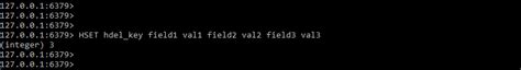 Redis Hdel Removing Specified Field From Key Stored In The Hash