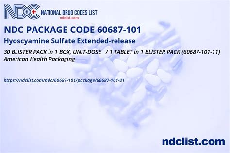 Ndc Package 60687 101 21 Hyoscyamine Sulfate Extended Release