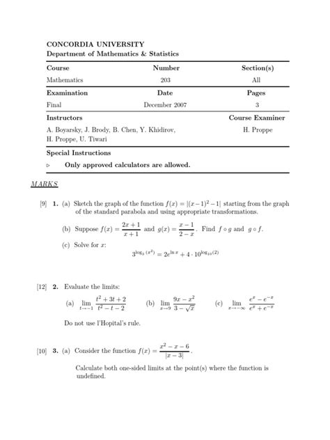 2007 Fall Final Pdf Derivative Function Mathematics