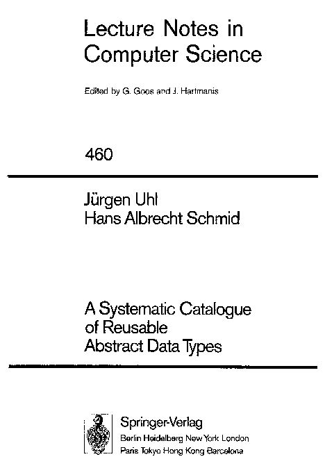 pdf a systematic catalogue of reusable abstract data types jürgen