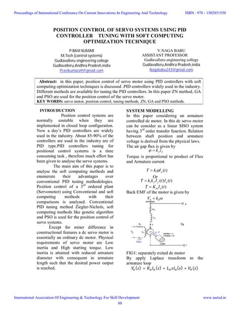 Iaetsd Position Control Of Servo Systems Using Pid Pdf