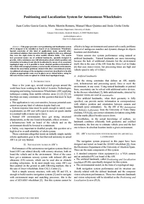 Pdf Positioning And Localization System For Autonomous Wheelchairs