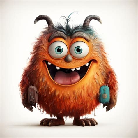 Harig Monster Met Twee Grote Ogen En Een Grote Neus Op Een Witte