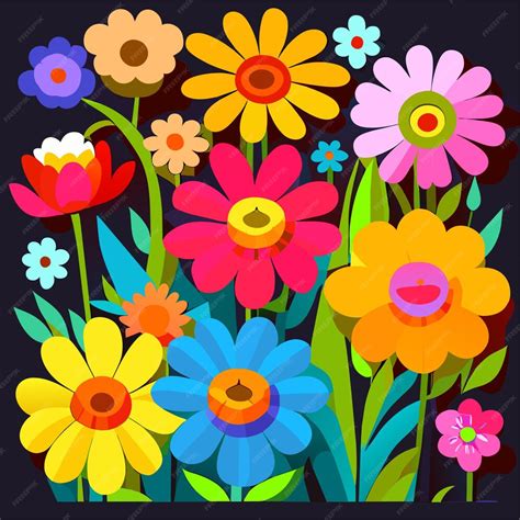 Premium Vector Colorful Flower Cartoon For Summer Decoration