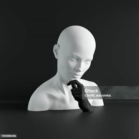 3d 렌더링 화이트 여성 마네킹 머리 손 패션 개념 고립 된 개체 검정색 배경 상점 디스플레이 신체 부위 파스텔 색상 3차원