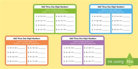 Add Three One Digit Numbers Choose Strategy Ks1 Maths Challenge