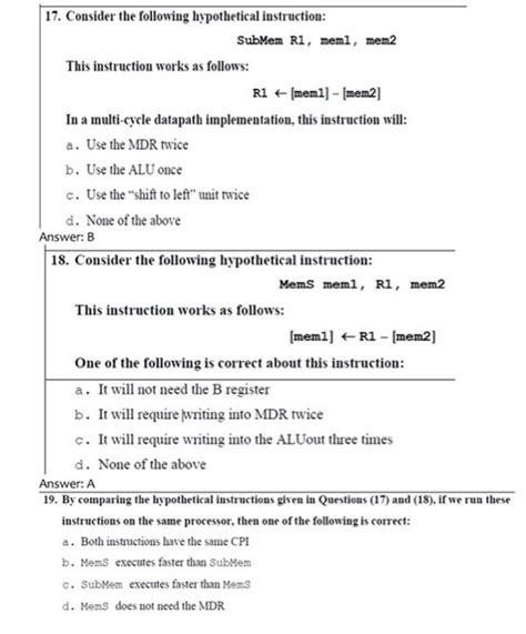 Solved 17 Consider The Following Hypothetical Instruction
