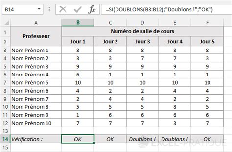Fonction Excel Doublons