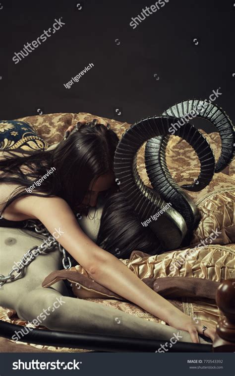 Gothic Girl Trying Kiss Chained Demon Stock Photo 770543392 Shutterstock