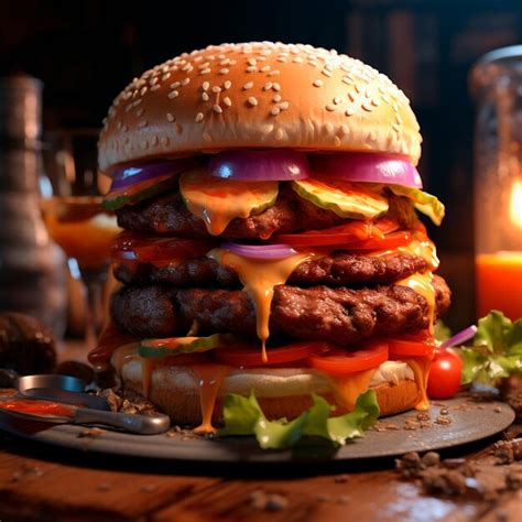 Premium Photo Handmade Burger Complete Ultra Realistic Image