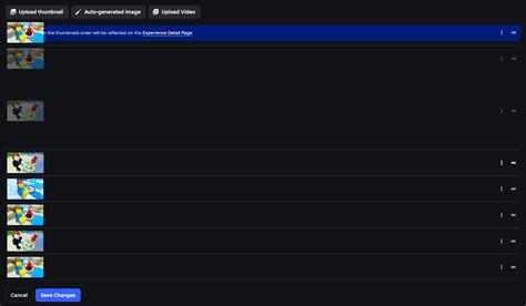 Attempting To Reorder Experience Detail Page Thumbnails Causes Erratic
