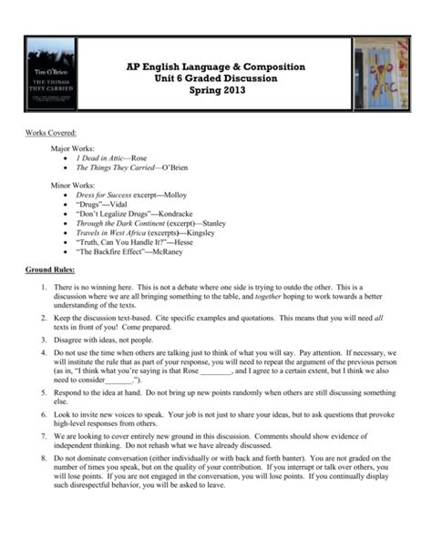 AP English Language Composition Unit 6 Graded Discussion