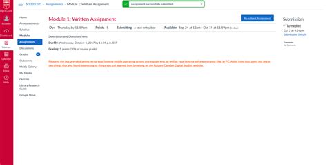 Submit An Assignment In Canvas Online Learning