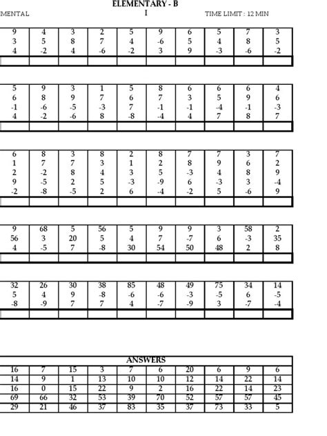 Abacus Practice Sheets Level 1