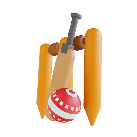 3d Illustration Cricket Bat Ball And Wicket 10850903 Png