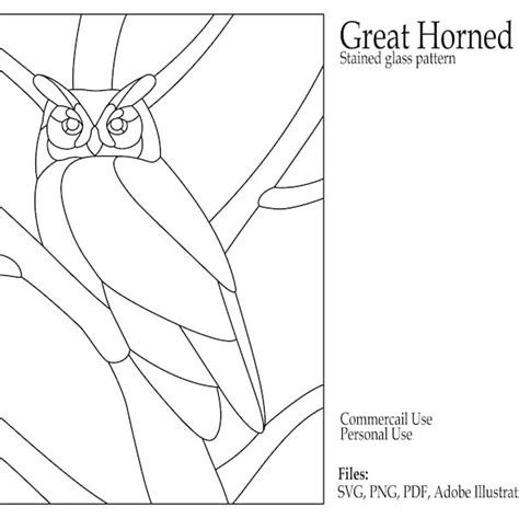 Owl Stained Glass Patterns Etsy