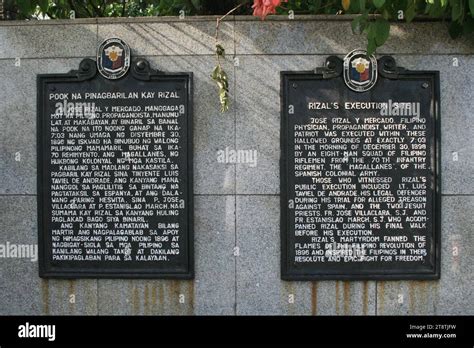 Jose Rizal Execution Site Rizal Park Manila Luzon Philippines Stock