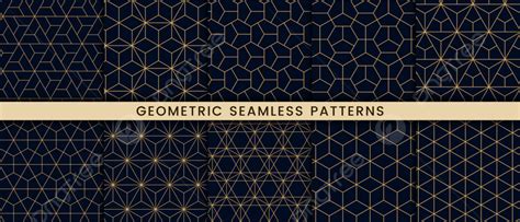 Set Of Geometric Seamless Pattern Polygonal Shape Background Card